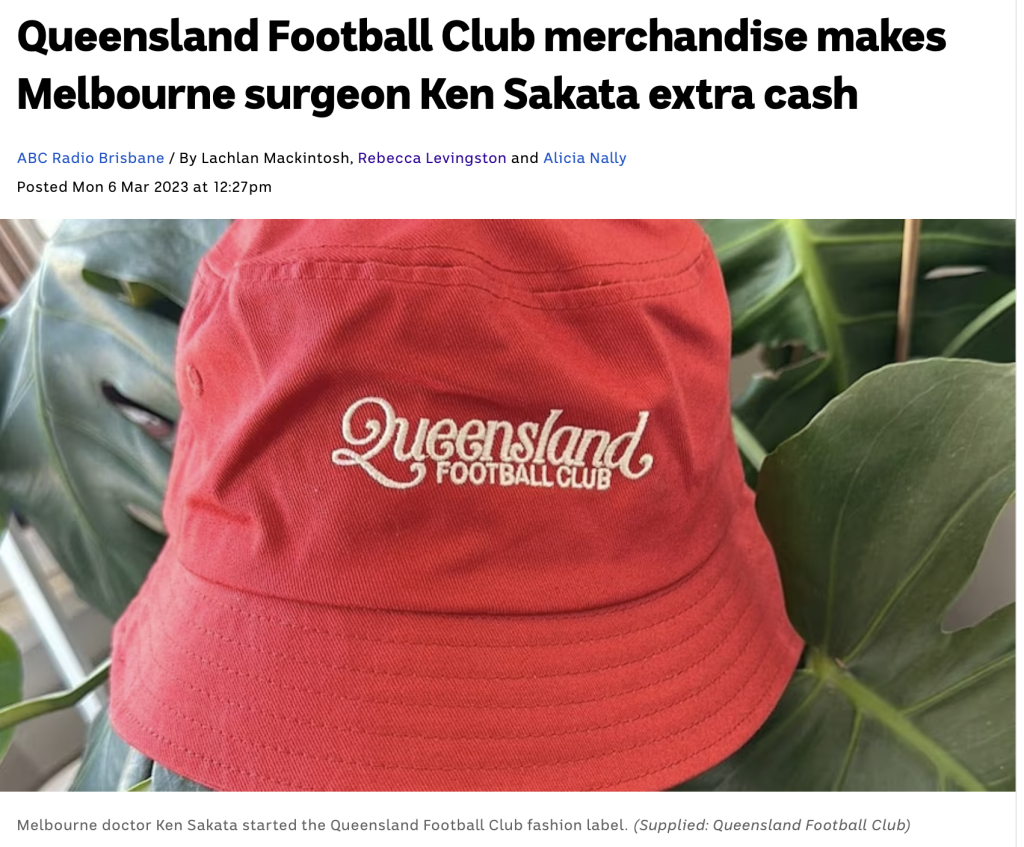 Queensland Football Club merchandise makes Melbourne surgeon Ken Sakata ...